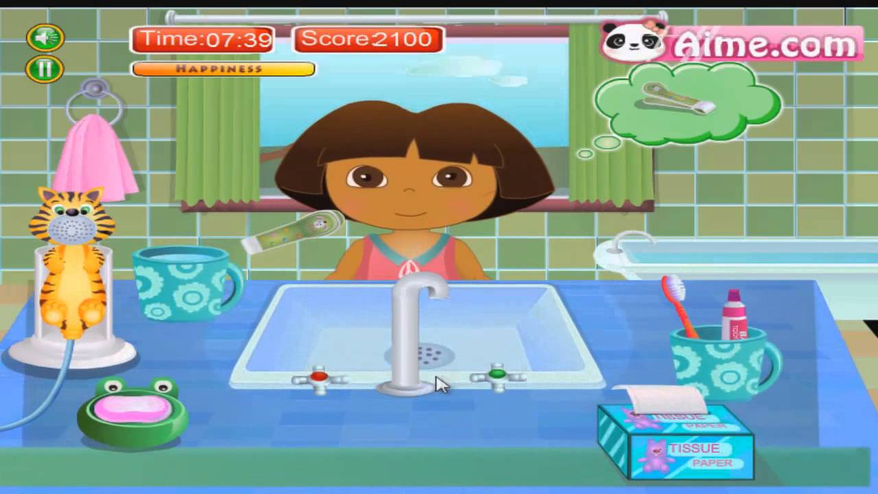 Dora the Explorer washes her face for to get nice - YouTube