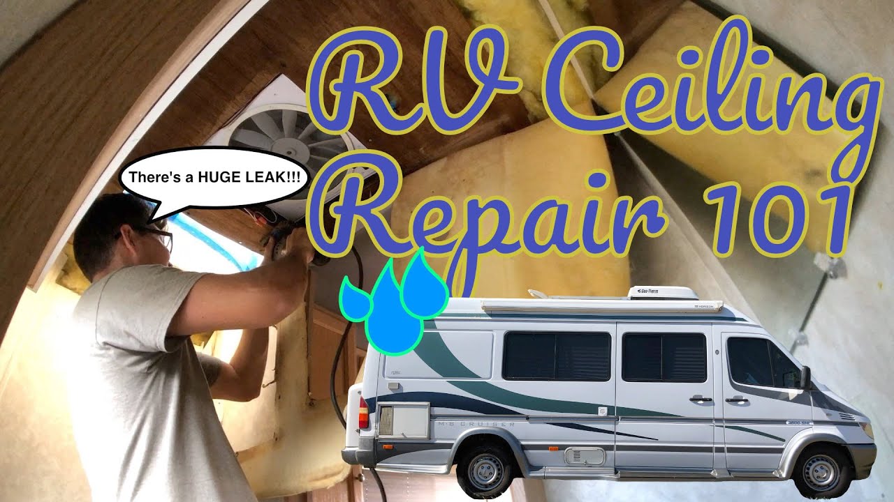 Repairing the water damaged ceiling in my Class B RV - YouTube
