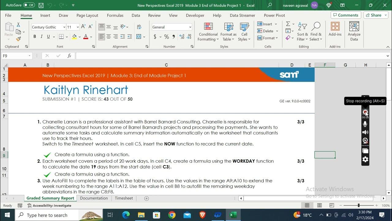 New Perspectives Excel 2019 | Module 3: End of Module Project 1 # ...