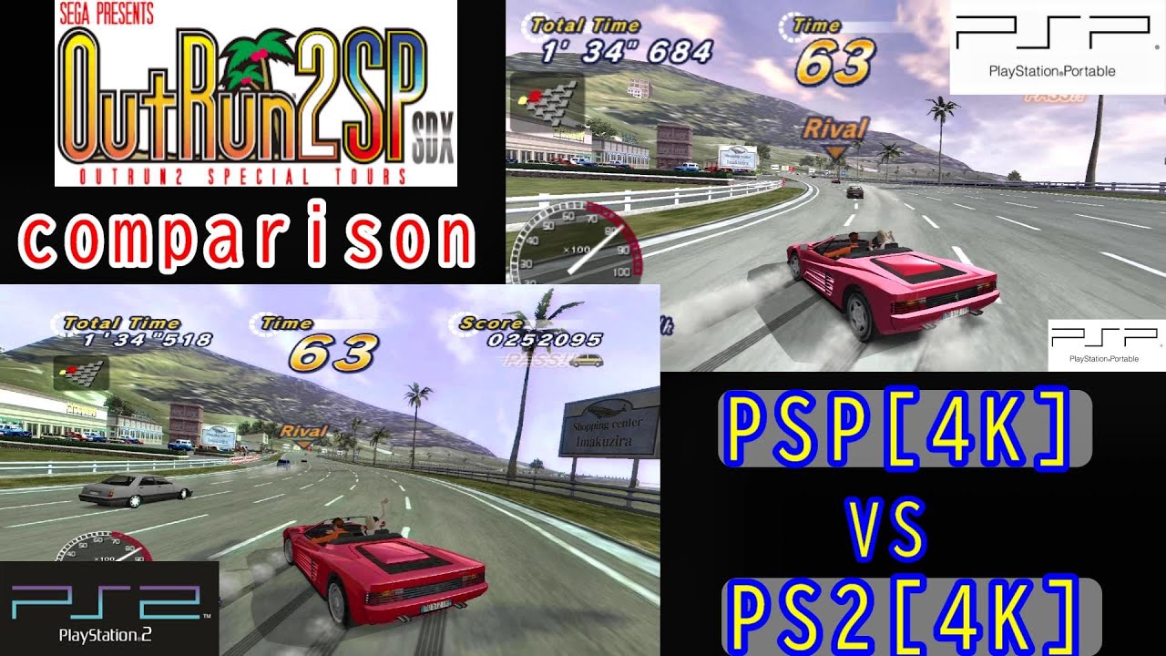 【絶景】アウトラン2SP [4K]PS2 vs [4K]PSP 走行比較 OutRun2SP Comparison【高画質】 - YouTube