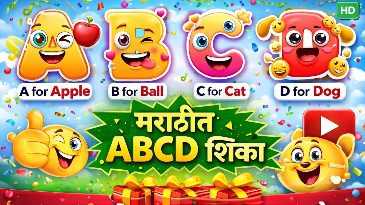 Learn ABCD | A for Apple with Marathi |Animation with sound for Kids ...