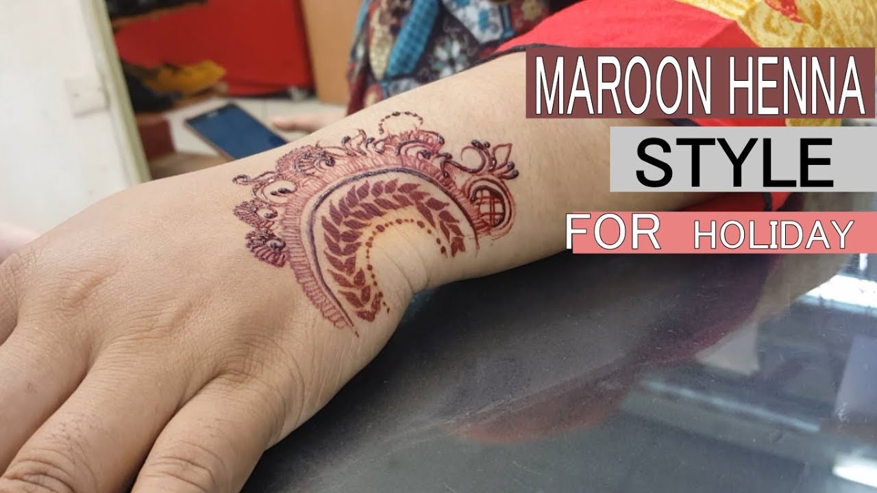 Henna maroon with simple design - YouTube