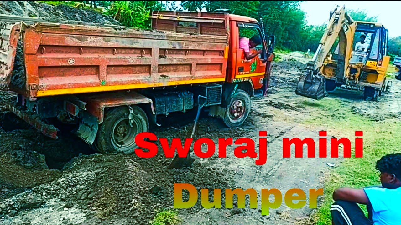 Cat 424b Backhoe loder & Sworaj mini track vs Tata 407 Eicher mini ...