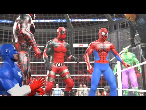 WWE 2K15 - Spiderman vs Carnage vs Deathstroke vs Deadpool vs Captain America vs Incredible HULK