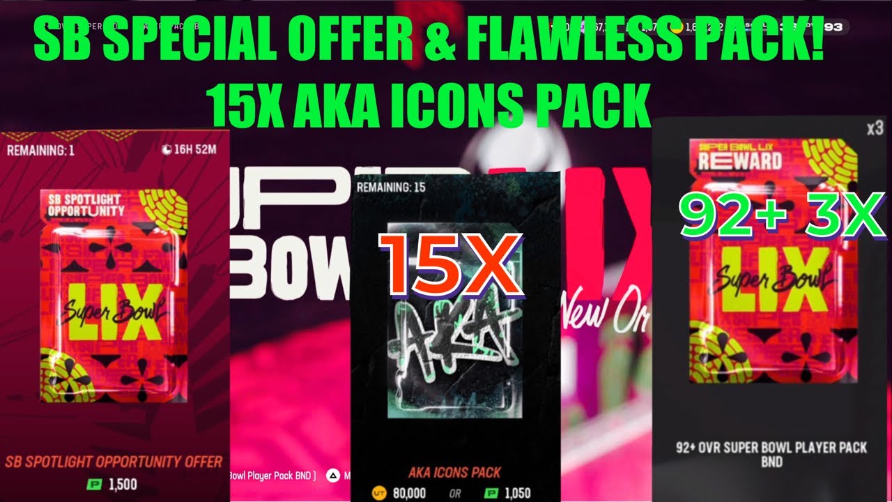 SB SPECIAL OFFER & FLAWLESS PACK! 15X AKA ICONS PACK, Madden 25 ...