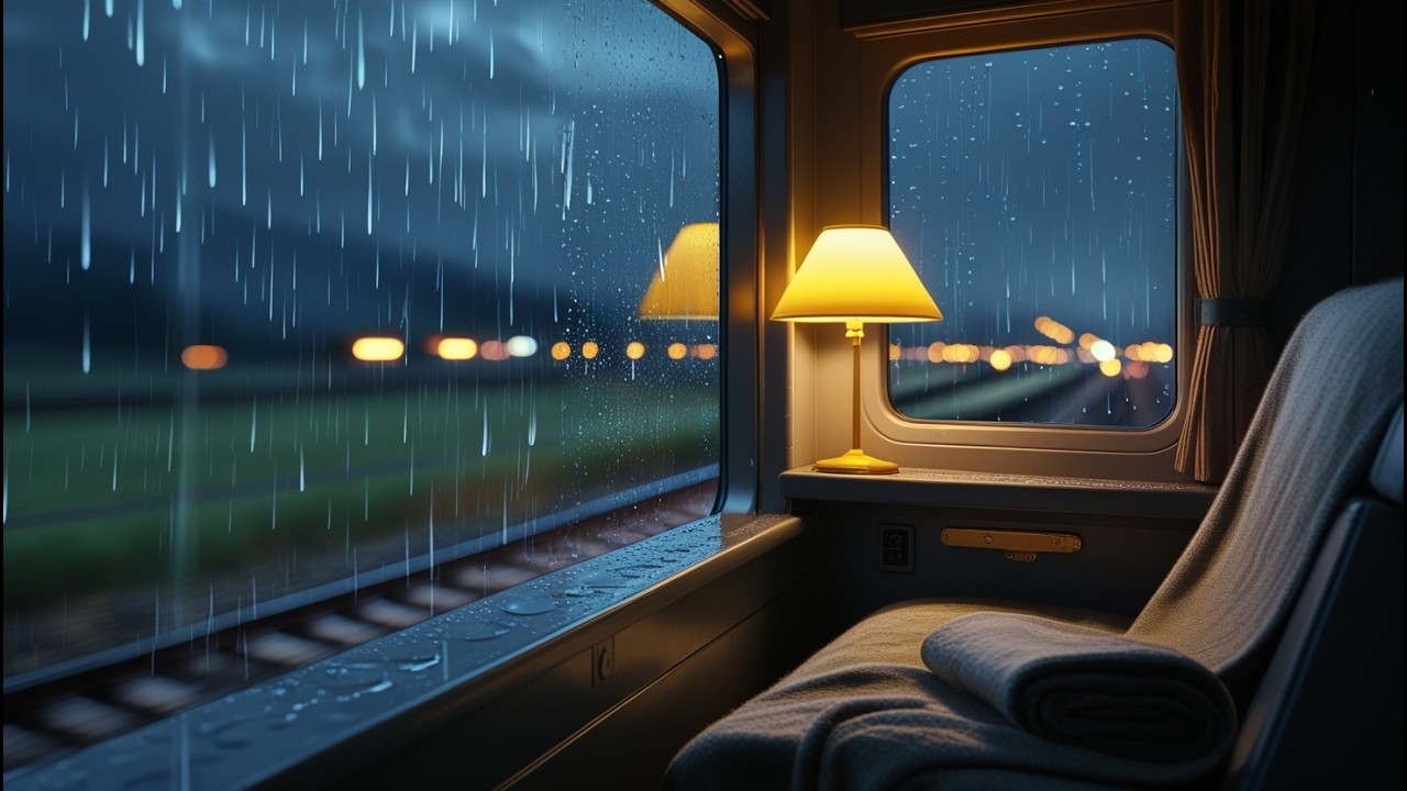 Night Rain on a Train Window | Soothing Train Ambience for Sleep, Focus ...