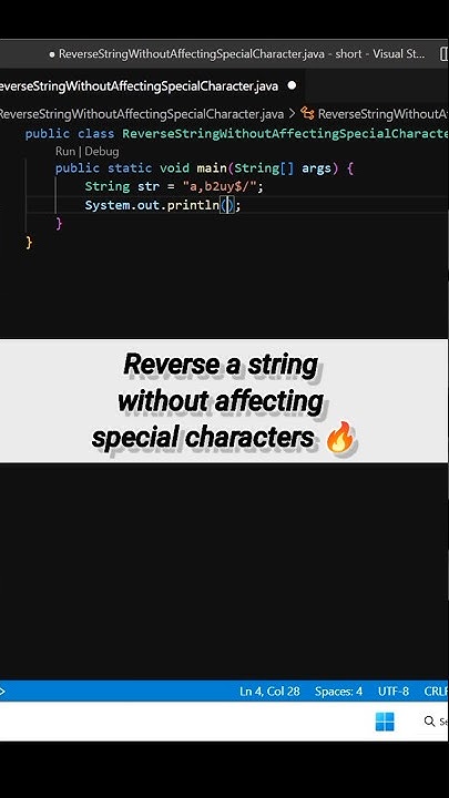 Reverse a string without affecting special characters #shorts #coding #java - YouTube