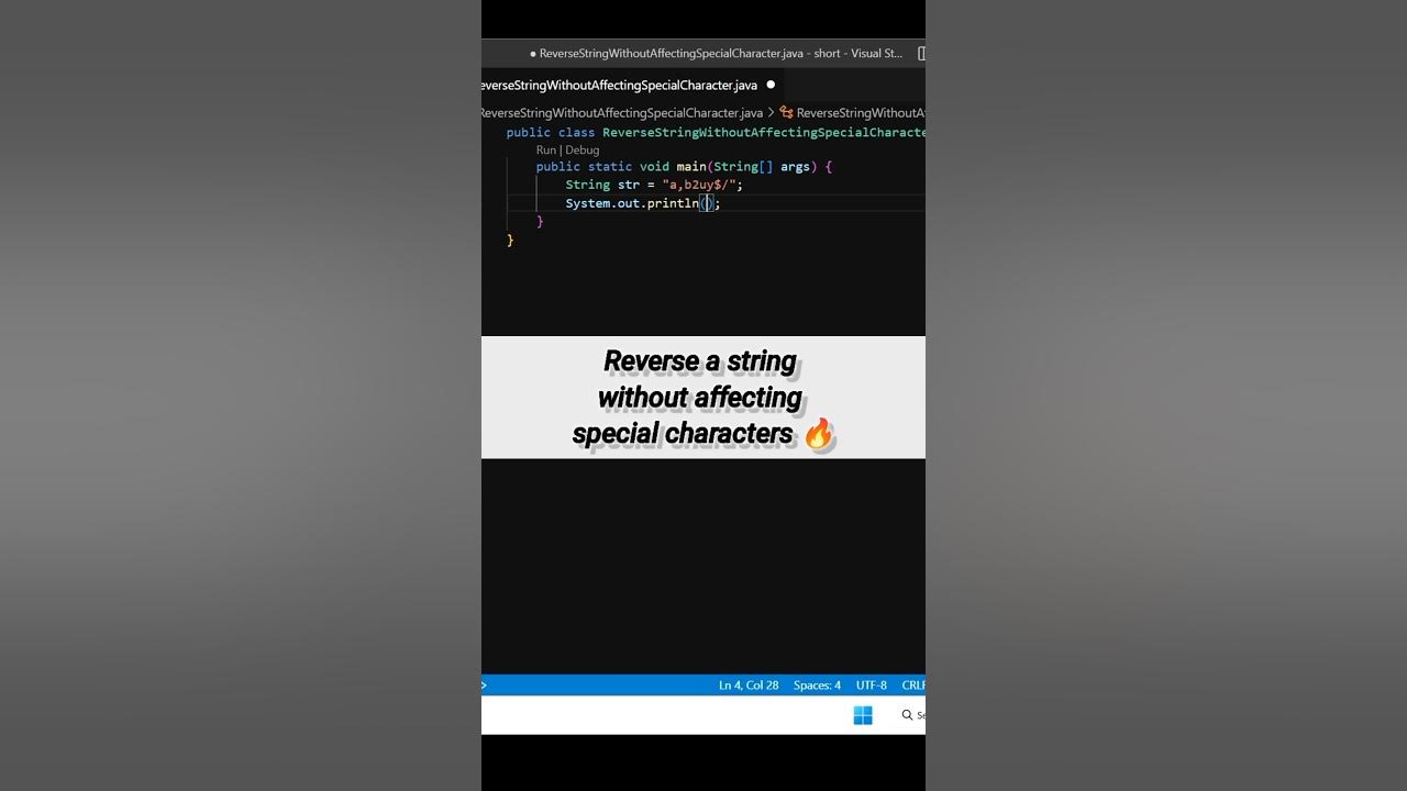 Reverse a string without affecting special characters #shorts #coding #java - YouTube
