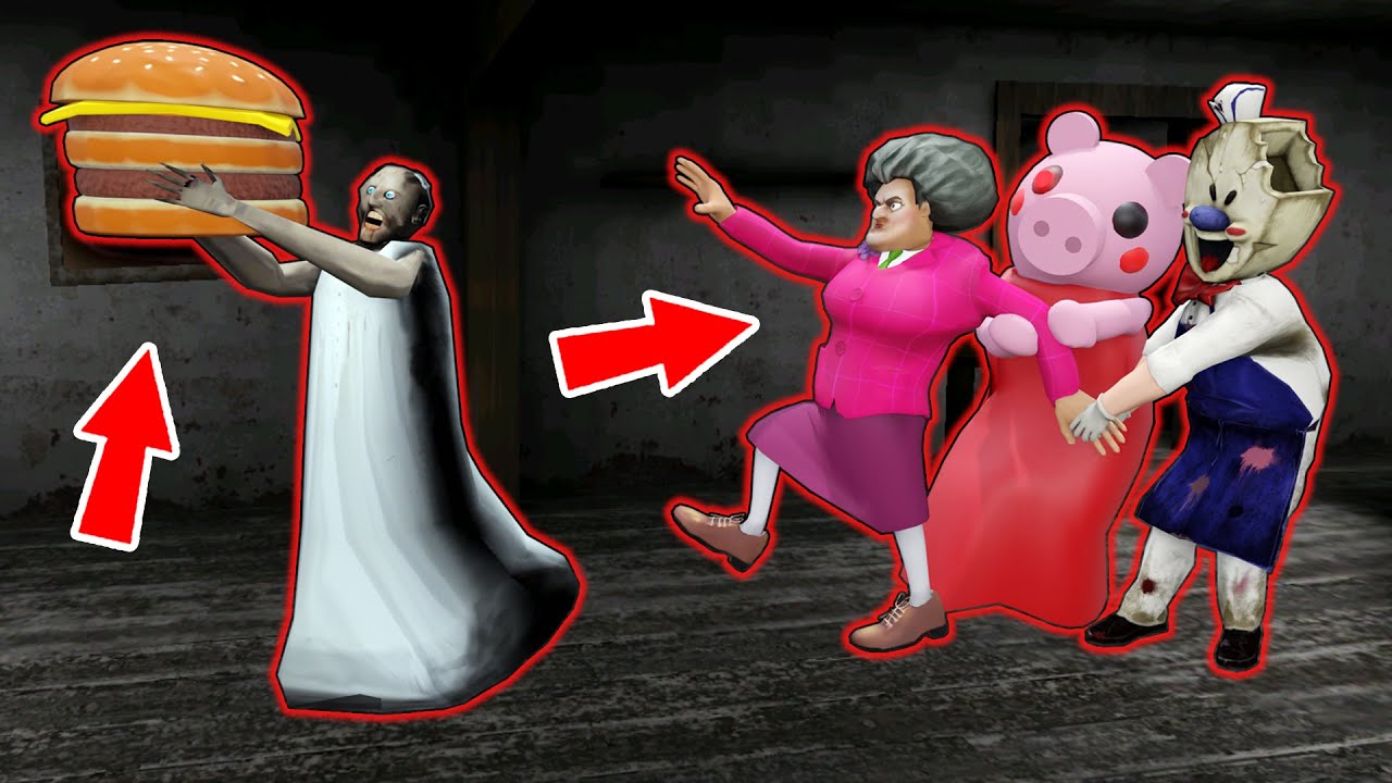 Granny vs Scary Teacher, Ice Scream, Piggy - funny horror animation ...