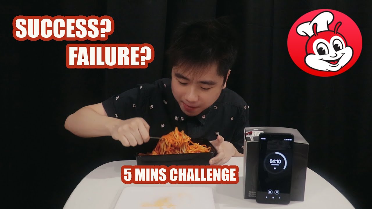 Jollibee Family Pan Spaghetti In 5 Minutes Challenge! - YouTube