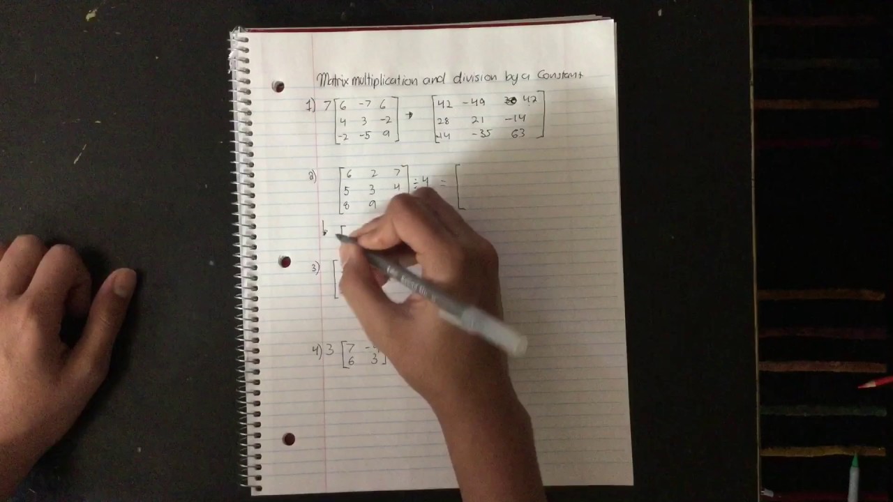 Algebra 1: Matrix multiplication and division with constants - YouTube