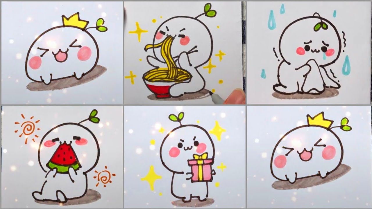 How To Draw Cute Sticker | Simple Sticker Drawing - YouTube