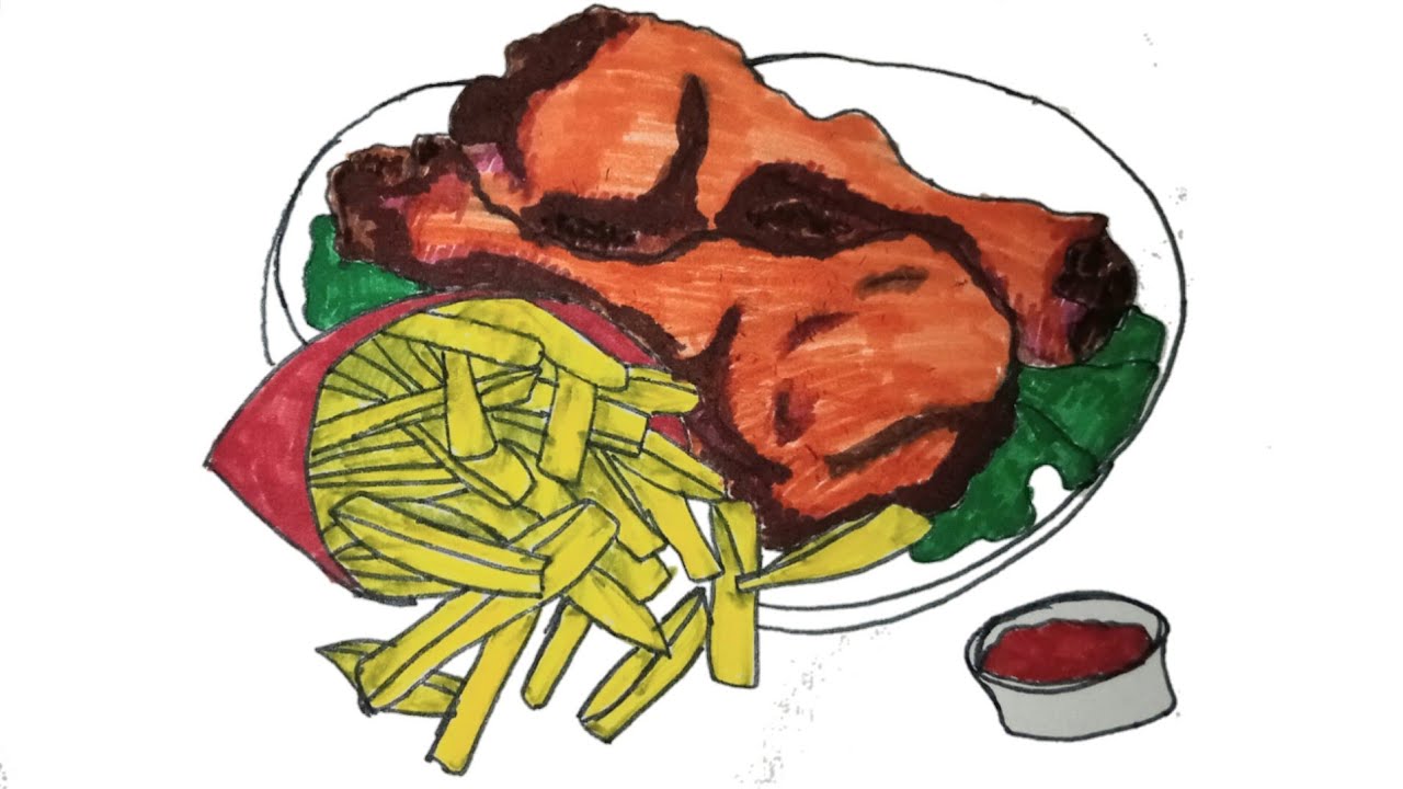 How to Draw Fried Chicken🍗|| Cara menggambar Ayam Goreng|| Super Easy ...