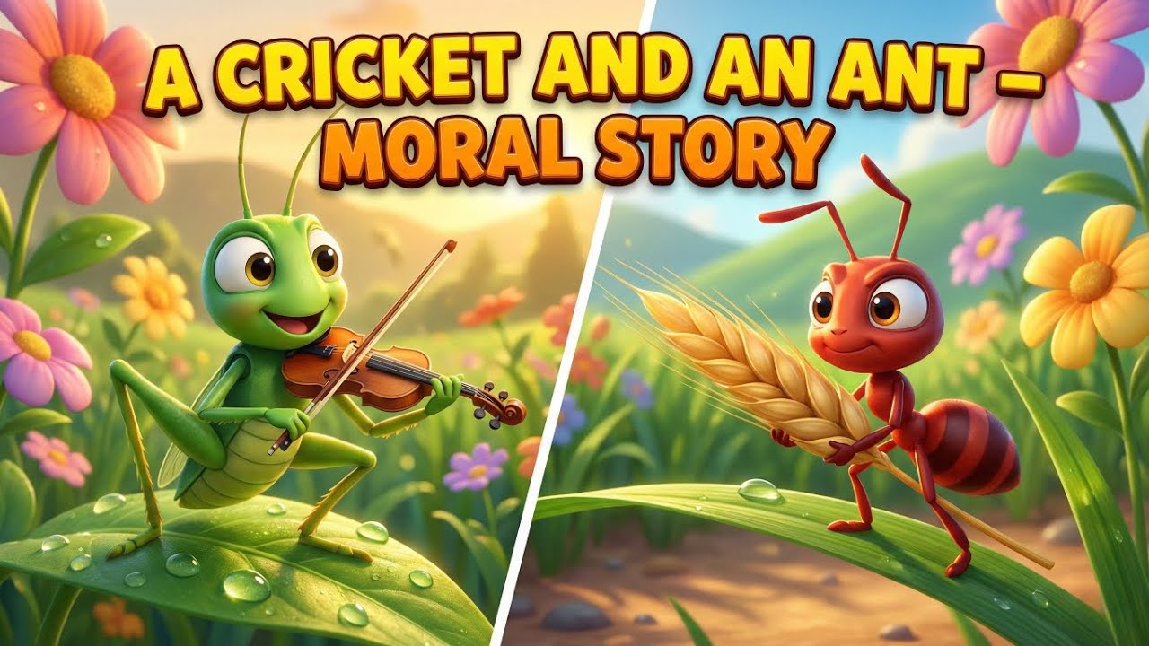 A Cricket and an Ant || Best Moral Story for Kids || || No Pains No ...