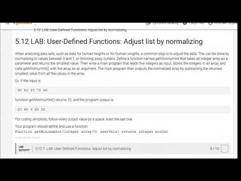 PRG 211 5 12 1 User Def Functions Adjust list by normalizing - YouTube