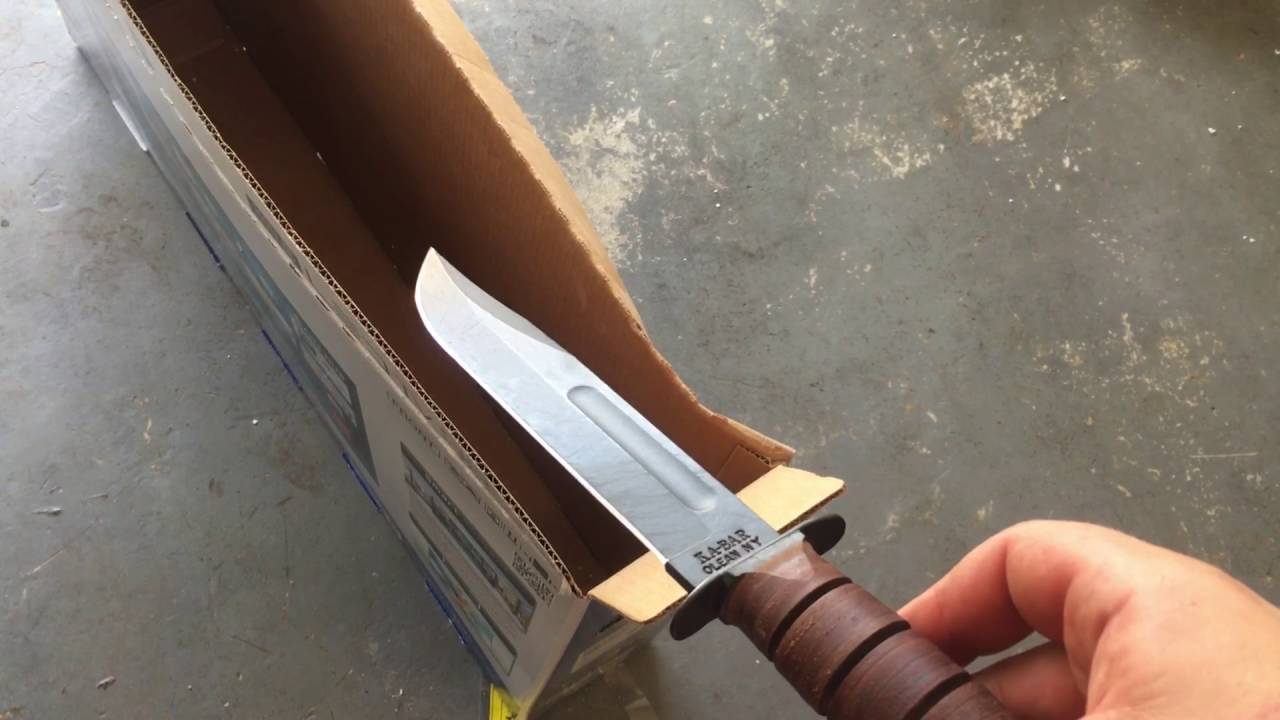 KABAR USMC Cutting boxes like butter - YouTube