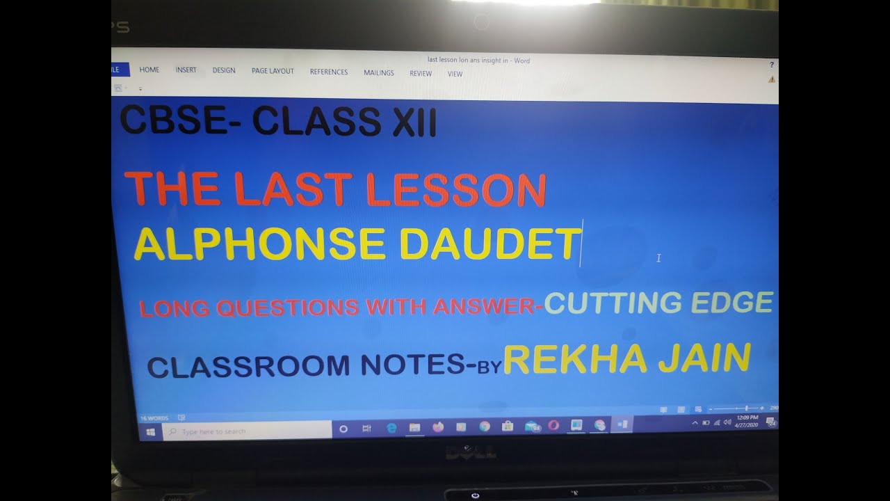 NCERT CBSE CLASS XII English core FLAMINGO THE LAST LESSON - YouTube