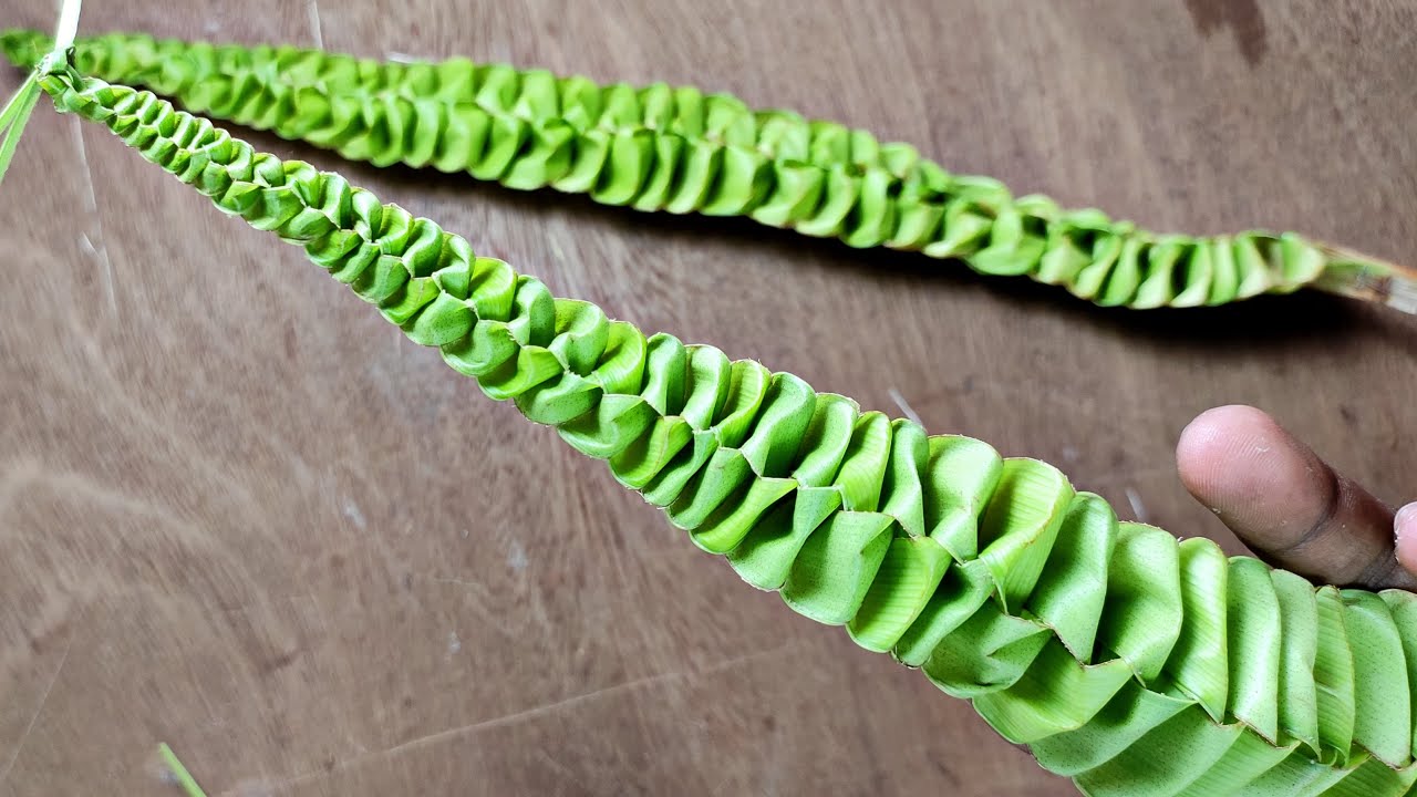 How to make a beautiful Palm stick || coconut tree leaf flower - YouTube