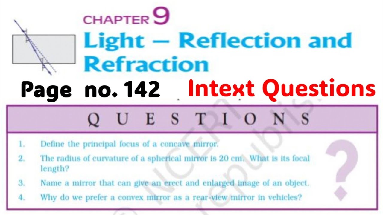 Intext Questions | Class 10 Science | Chapter 10 Light Reflection And ...
