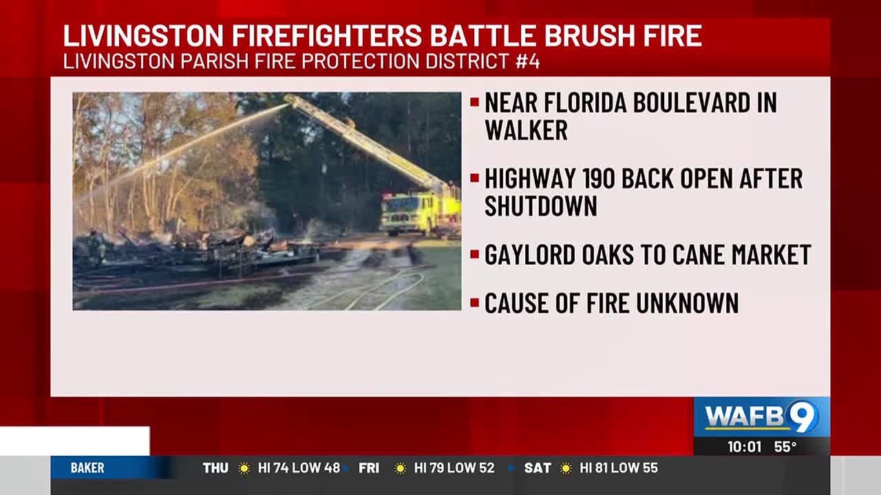 US 190 reopened following closure from fire - YouTube