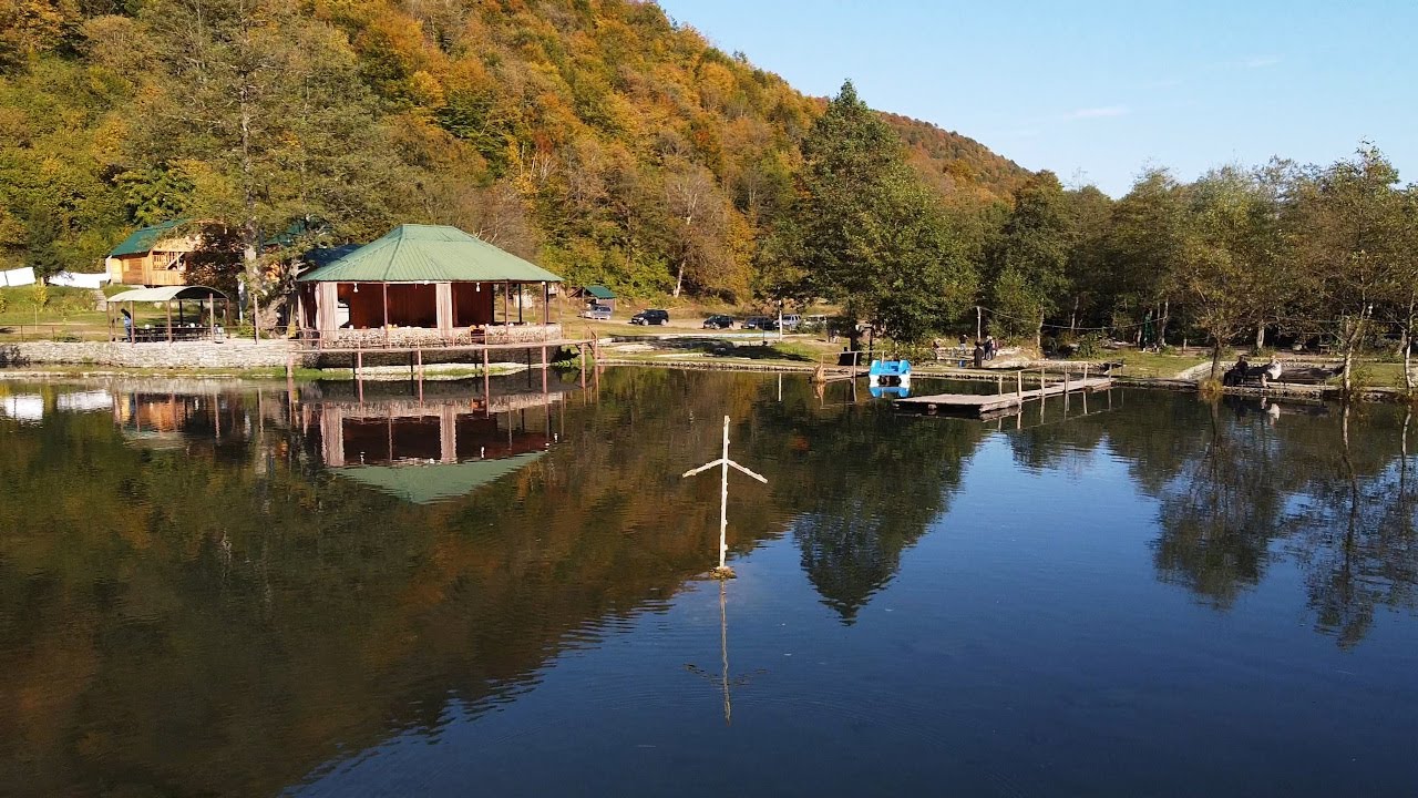 Green lake in Lechkhumi region of Sakartvelo (republic of Georgia ...