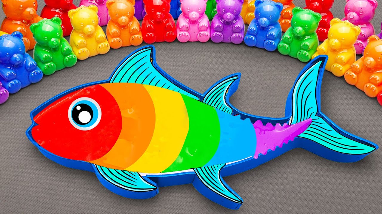 Satisfying ASMR | Making Tuna Bathtub by Mixing SLIME in Rainbow Bears ...