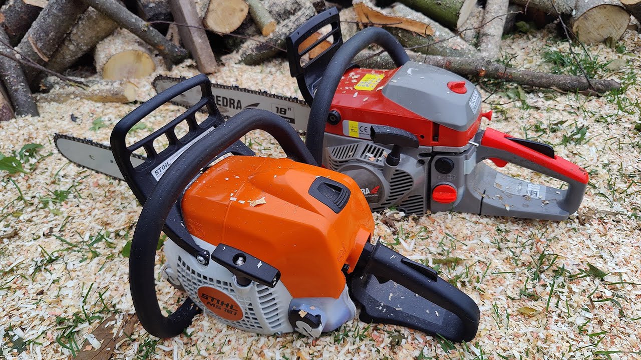 Stihl MS 181 & Dedra DED8712 cięcie drewna na opał - YouTube