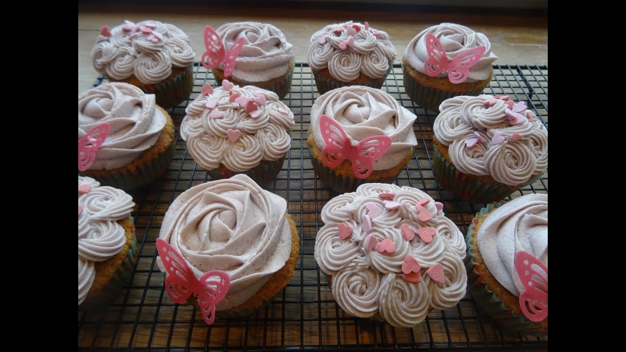 Earl Grey Cupcakes with buttercream roses & cute swirls! - YouTube