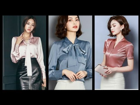 Beautiful Shinny Office Wear Satin Blouses Satin collection // Satin ...