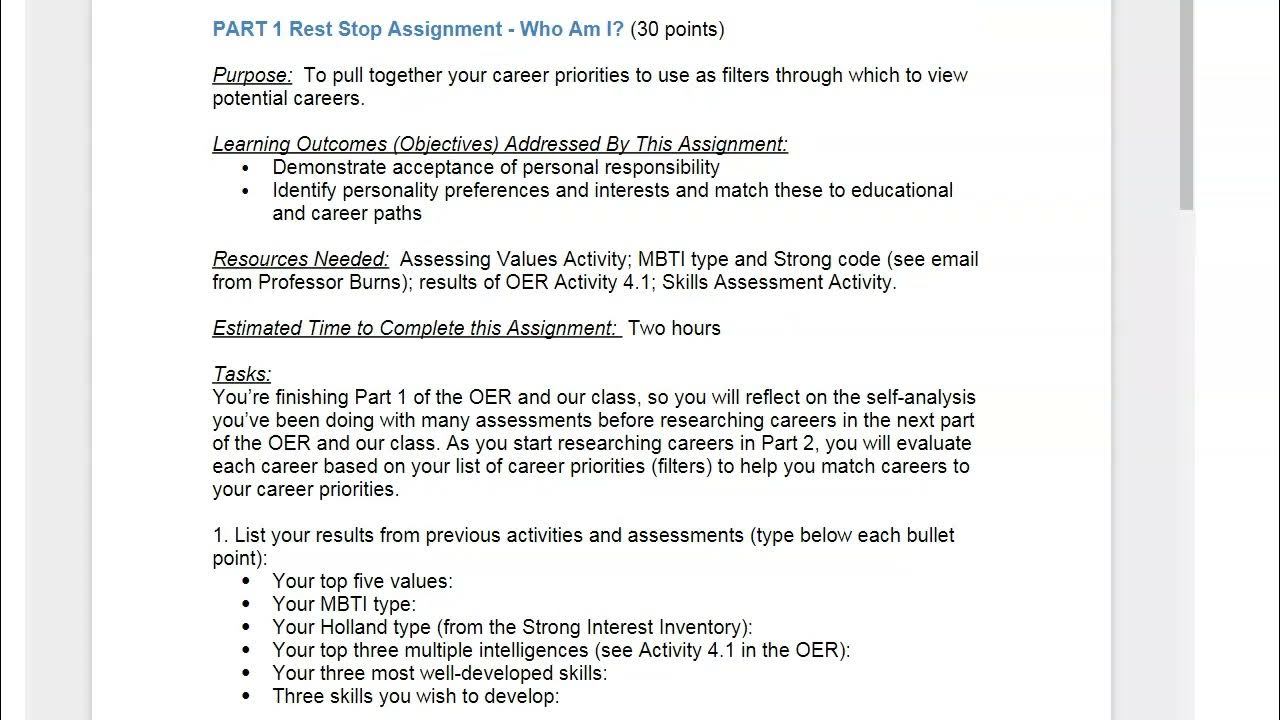Video - Instructions for Rest Stop Assignments - YouTube