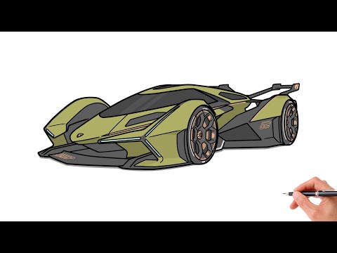 How to draw a LAMBORGHINI V12 VISION GRAN TURISMO / drawing lambo v12 vision gt 2019 sports car