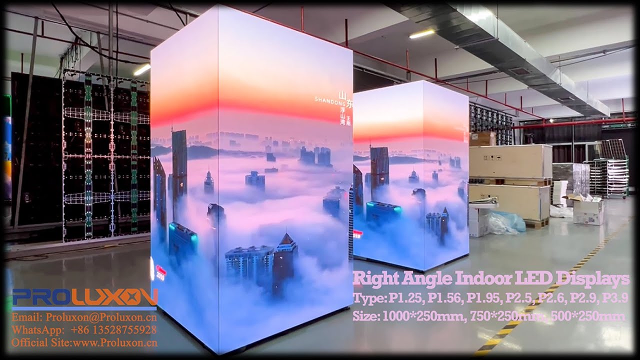 Right Angle Indoor LED Display Screen with Bevel Edge 90 Degree or L ...