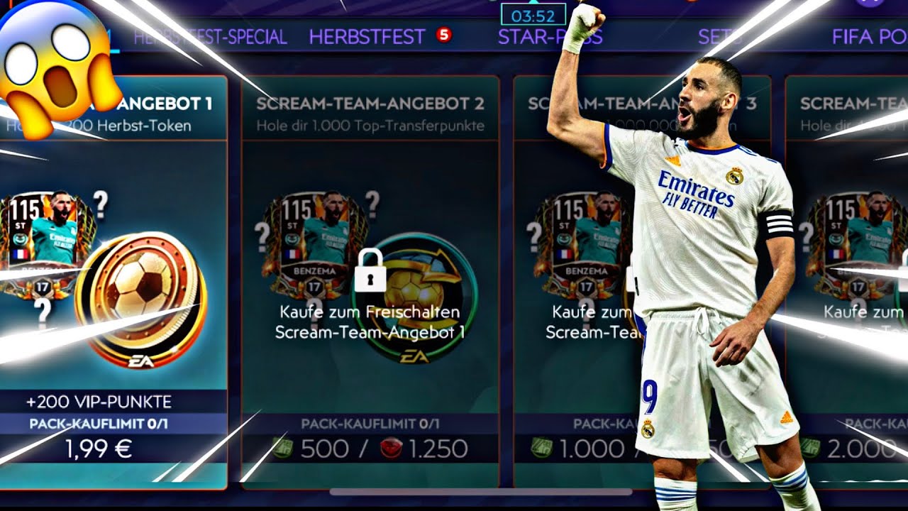 "115er Scream Team Karim Benzema Packs!😱🔥" FIFA Mobile 21 [Deutsch ...