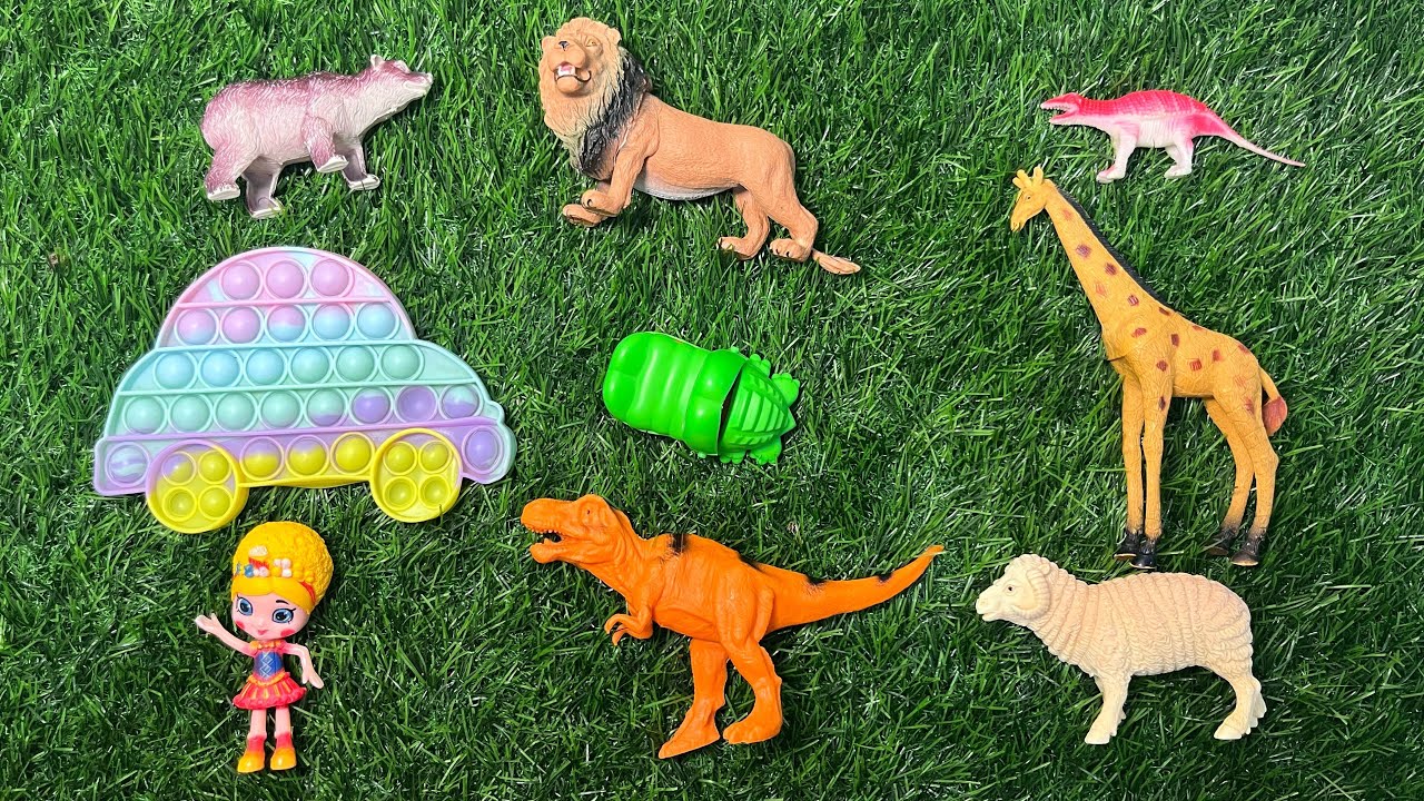 4 Minutes satisfying with unboxing toys magic box lion giraffe T-rex ...