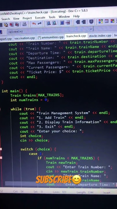 Train Management Ide Dev C Cppprogramming Youtube