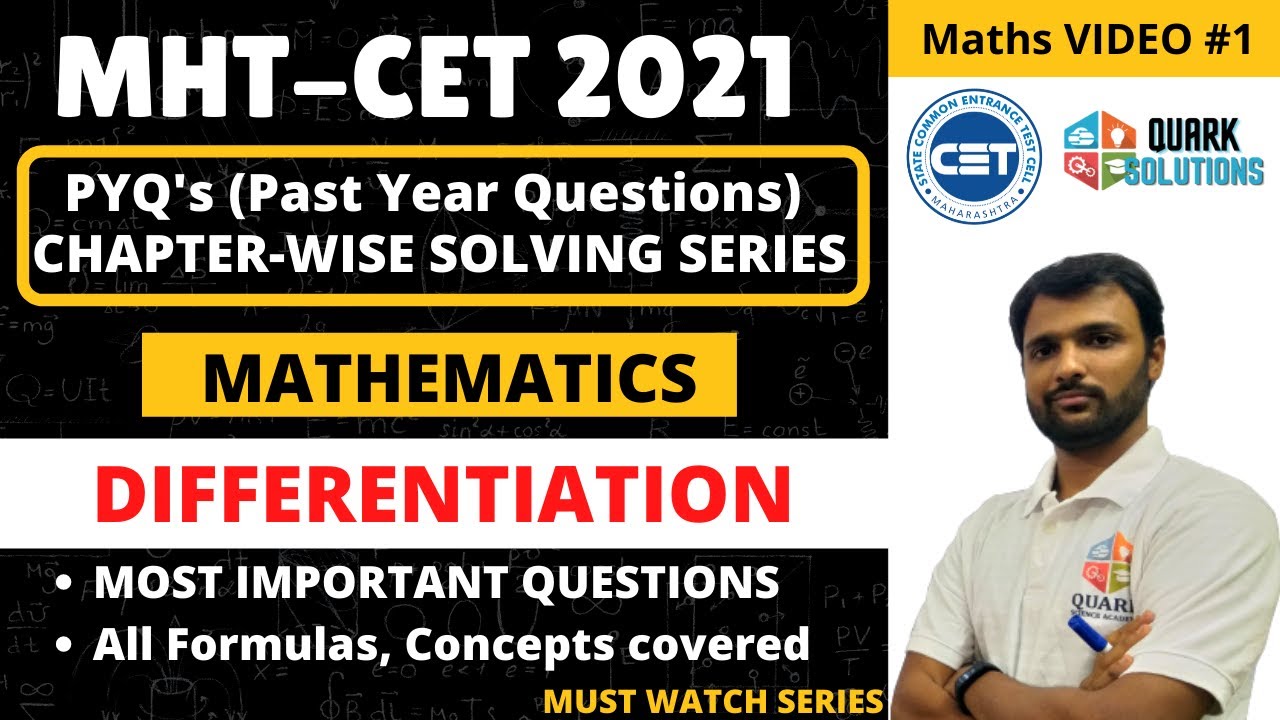 MHT CET 2021 | Differentiation PYQ's Solving | MHT CET Past Year ...