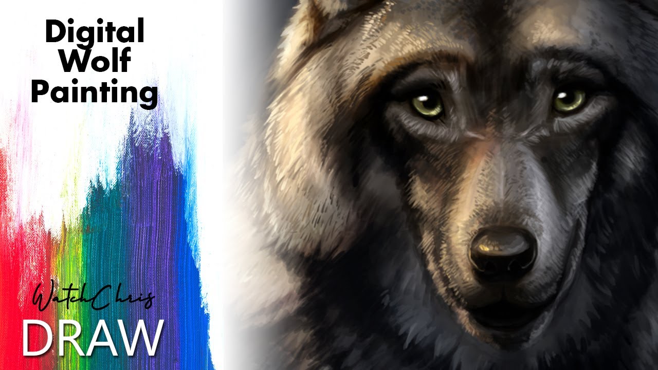 Digital Wolf Painting Process | following Aaron Blaise tutorial ...