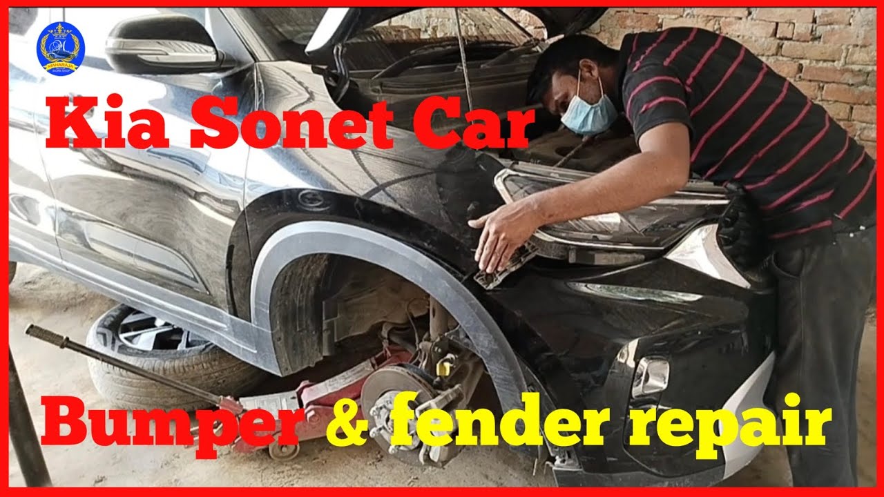Kia Sonet Car. Bumper & Fender Repair.Fender & Bumper Denting painting ...