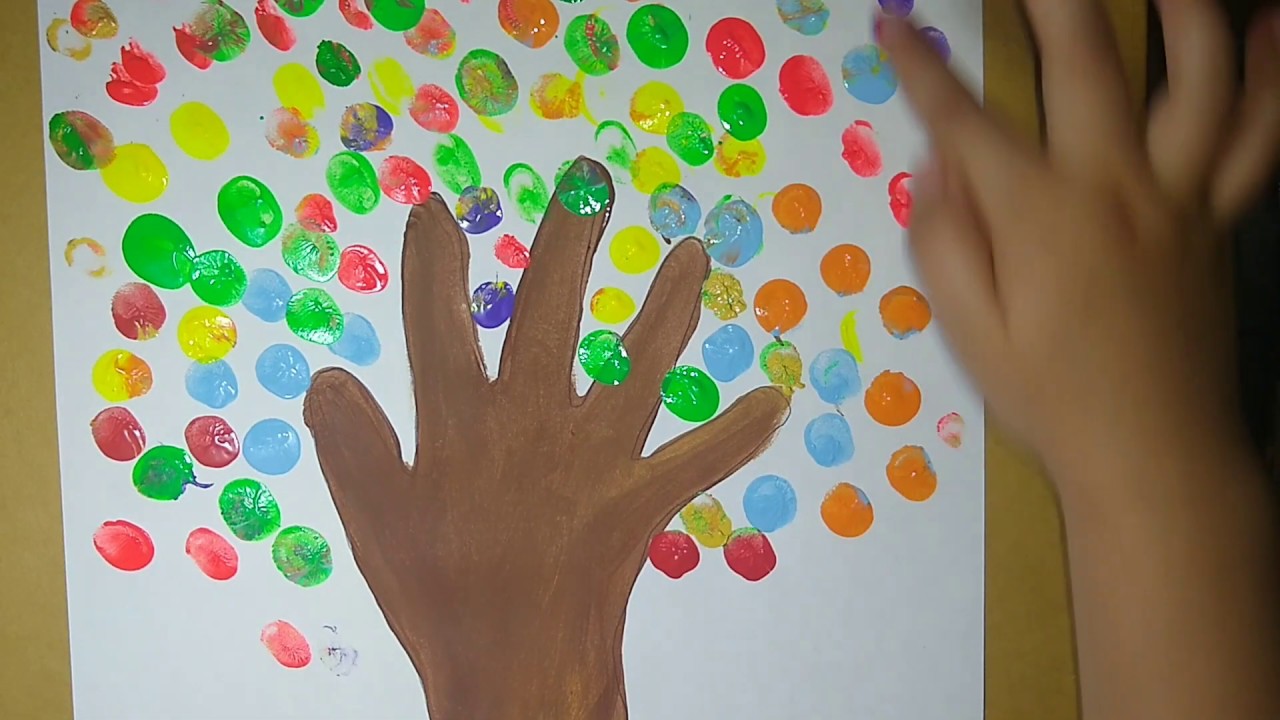 Dactilopintura para niños. Como pintar árbol. Fingerprint for children ...