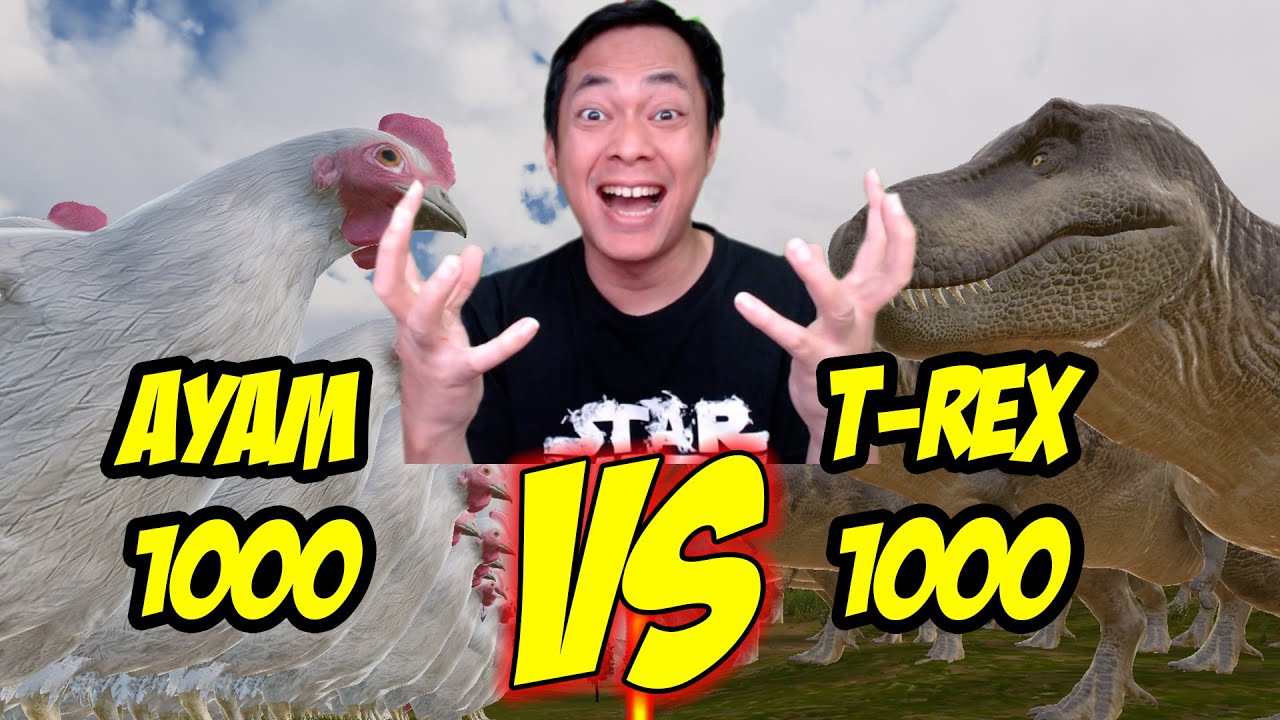 1000 AYAM VS 1000 T REX - YouTube