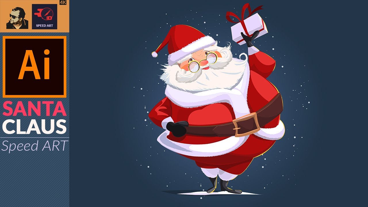 Santa Claus Vector Artwork in Adobe Illustrator CC | Speed Art - YouTube