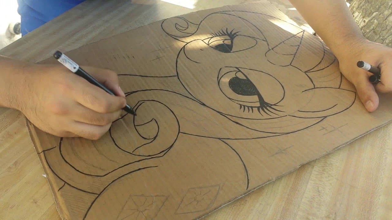 How I Draw MLP: Inking Rarity on a Piece of Cardboard - YouTube