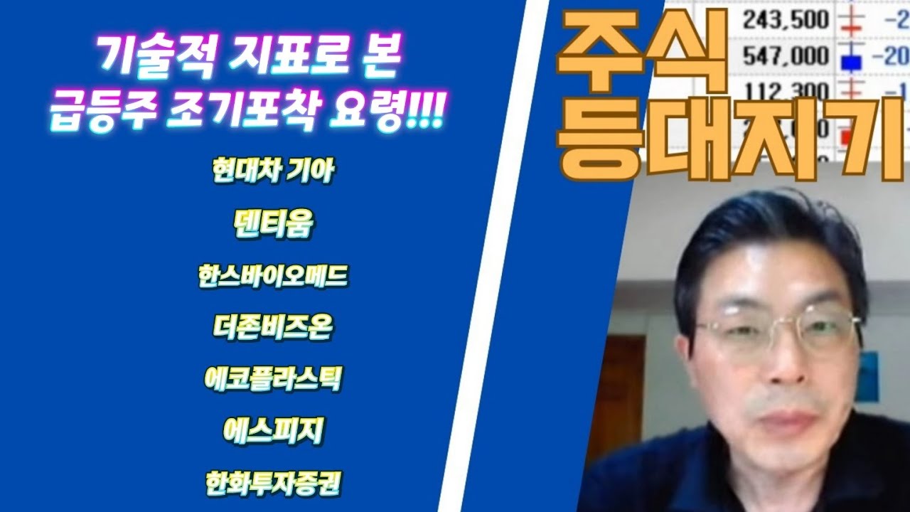 기술적지표를 이용한 급등주 초기포착 요령 현대차 기아 덴티움 한스바이오메드 더존비즈온 에코플라스틱 에스피지 한화투자증권