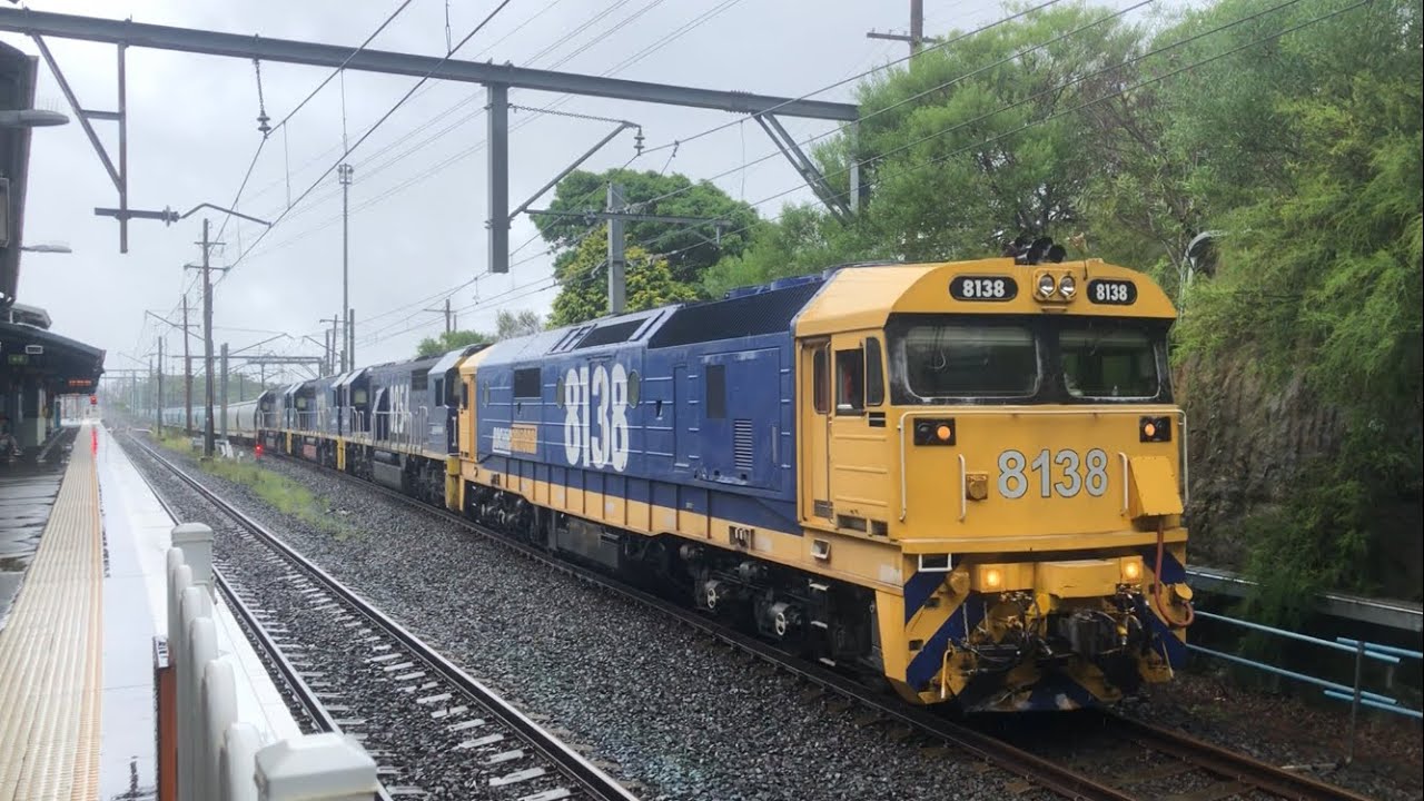 8138, 8254, 8211 and 8256 pulling a grain train through Waterfall - YouTube