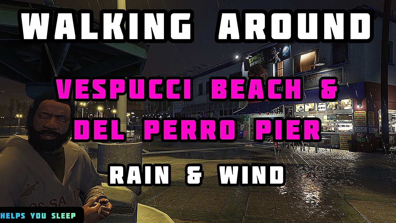 GTA V - A Relaxing Walk Around Vespucci beach & Del Perro Pier - Light ...