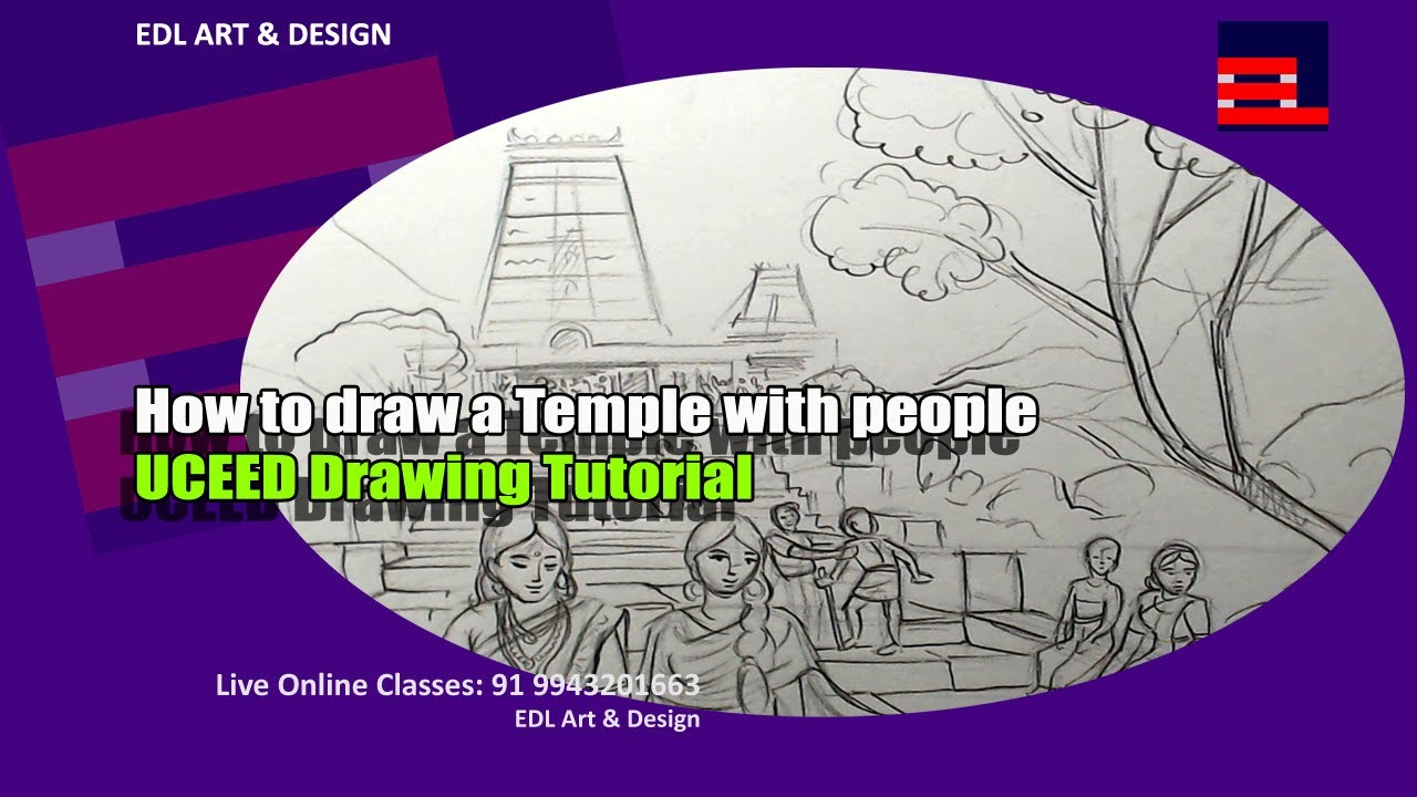 How to draw a Temple with people | UCEED Drawing Tutorial - YouTube