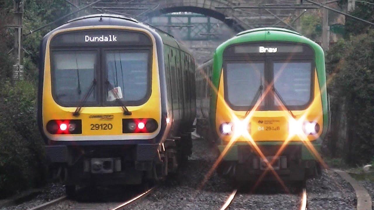 2 x IE 29000 Class DMU Trains - Seapoint Station, Dublin - YouTube