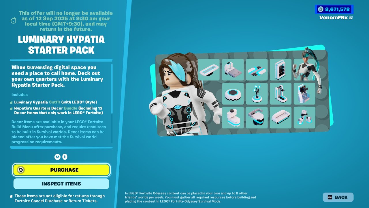 New LEGO Luminary Hypatia Starter Pack Fortnite Item Shop Showcase ...