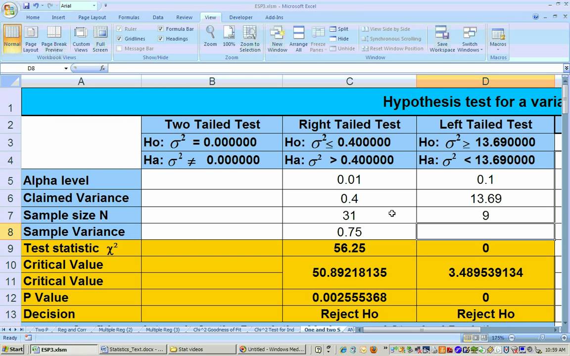 7_5 Hypothesis tests for variances and standard deviations - YouTube