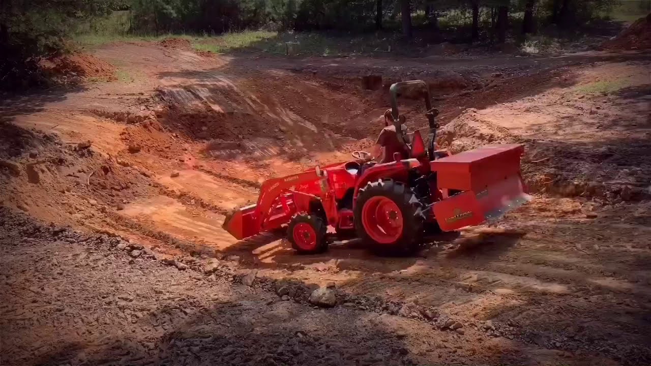 Time-lapse - pond dig with kubota compact tractor L2501(47hrs,3 months ...